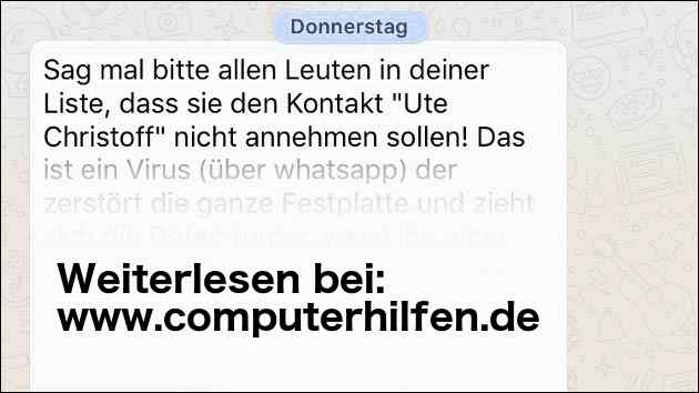 WhatsApp-Kettenbrief: Warnung vor "Tobias Mathis" löst "Ute Christoff" ab