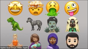 Apples neue Emojis iOS 11: Kotz-Smiley, Kopftuch, Yoga, Zombie, Dino!