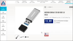 Tipp: 128 GB Medion USB-Stick für 11,99€ bei Aldi Nord (ab 29. August)